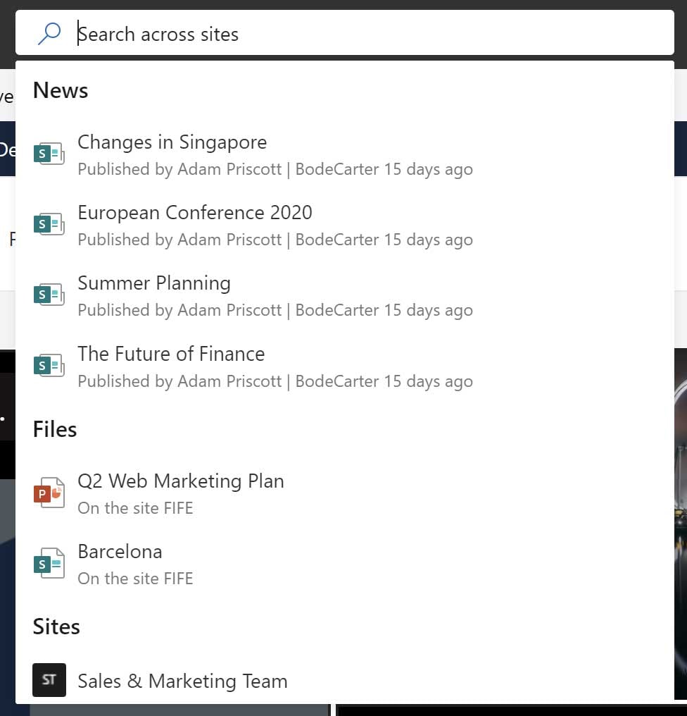 Searching Across Sites