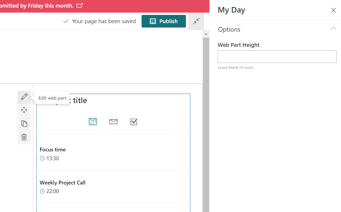 How to Configure the My Day Web Part